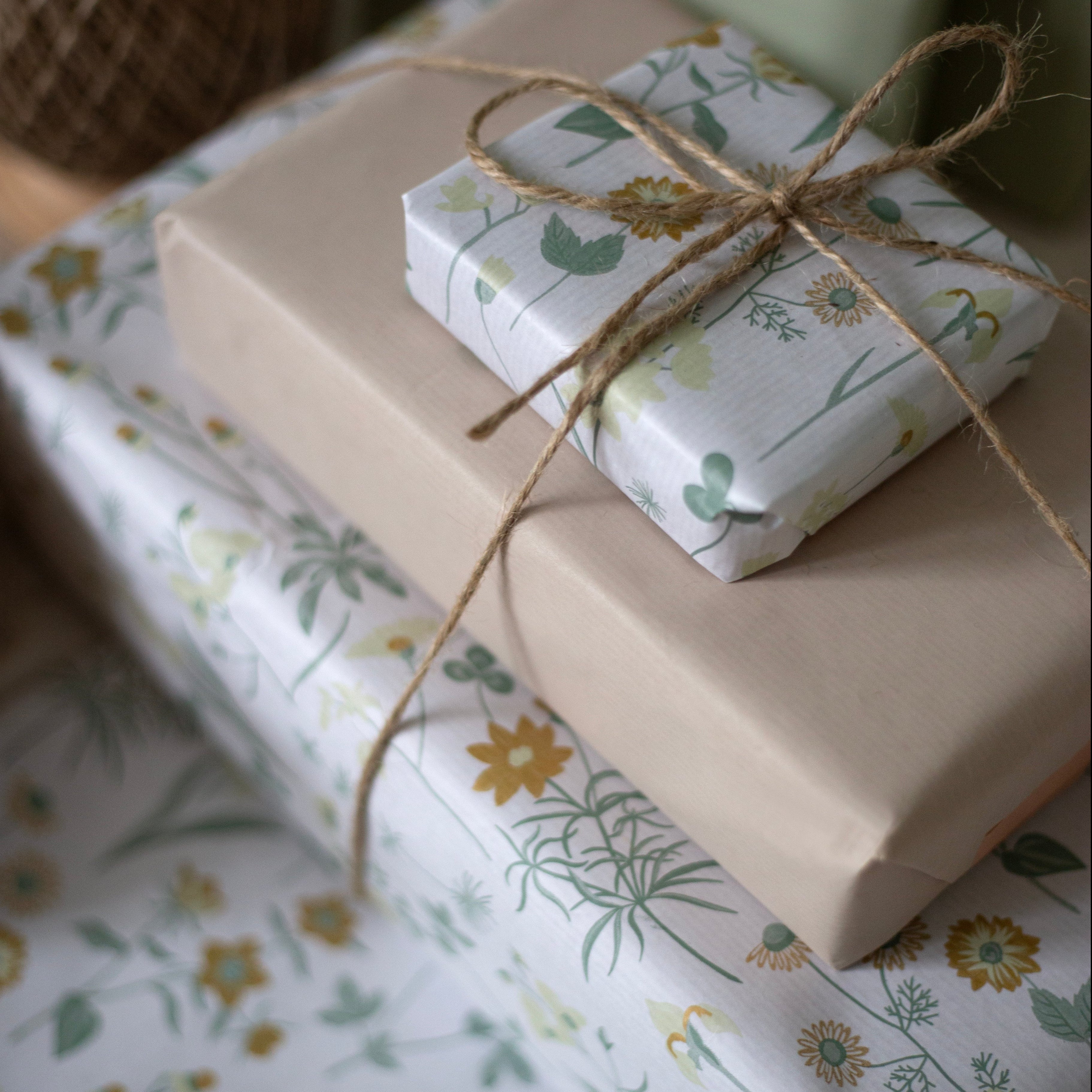 3m Flower Meadow Kraft Wrapping Paper (790mm wide) – Cascayde