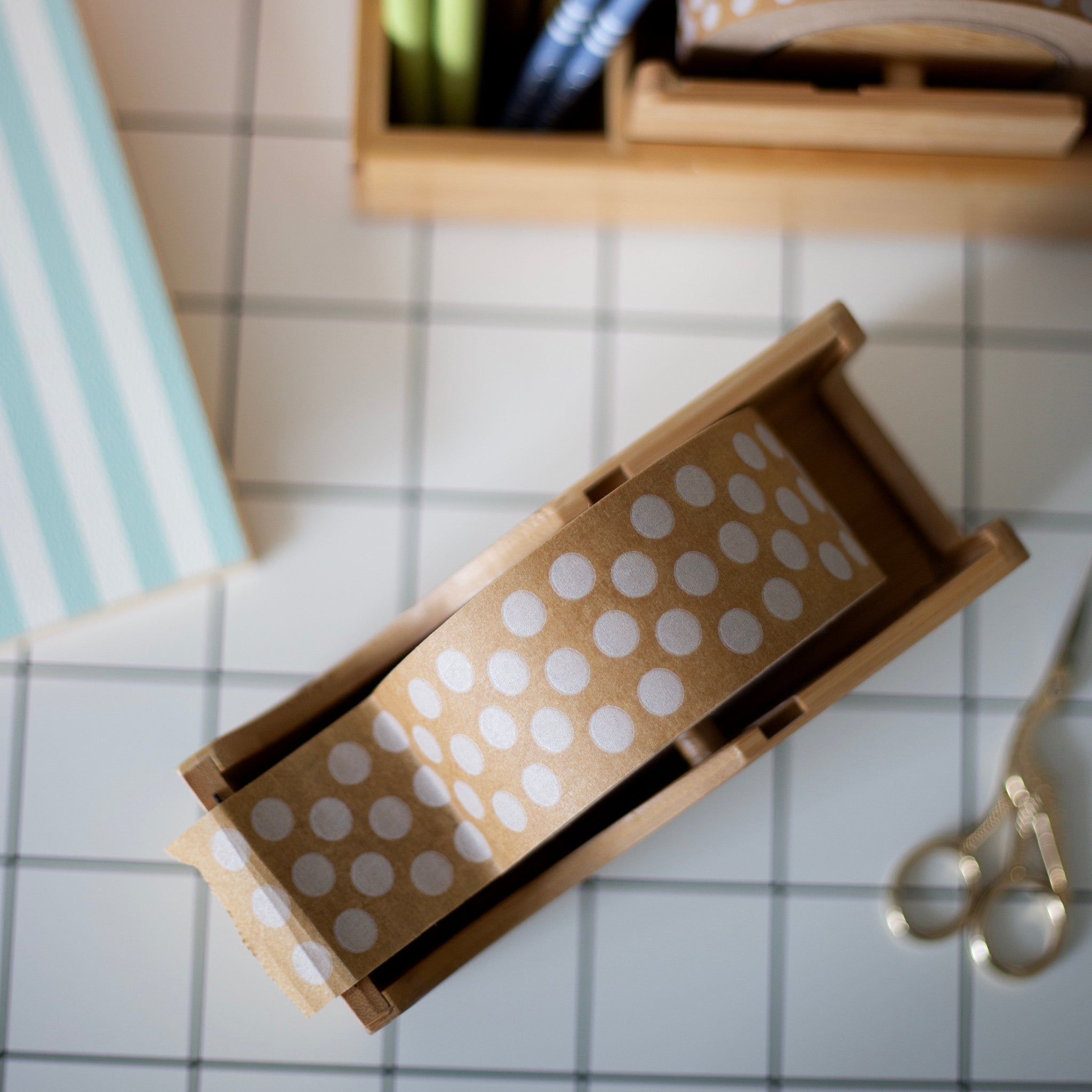 Weighted Bamboo Tape Dispenser (compatible with 48mm and 24mm tapes ...